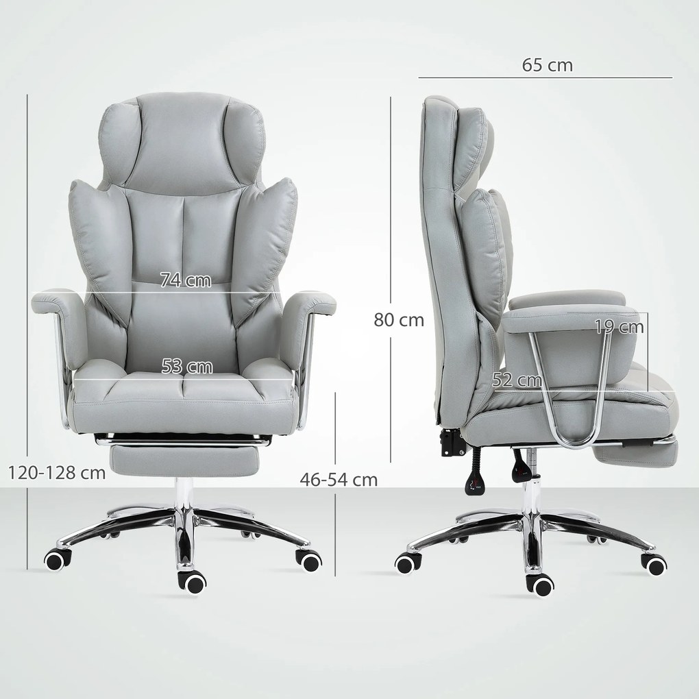 Kancelářská židle HOMCOM s funkcí polohování, ergonomická kancelářská židle, výškově nastavitelná otočná židle s podnožkou, čalouněná, nosnost do 120…