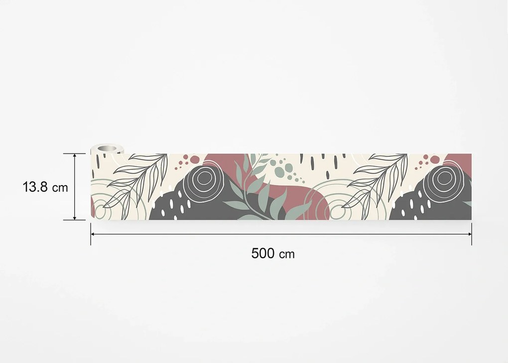 Samolepící bordura na zeď Abstraktní Listy | 5 m x 13.8 cm | DWB8427