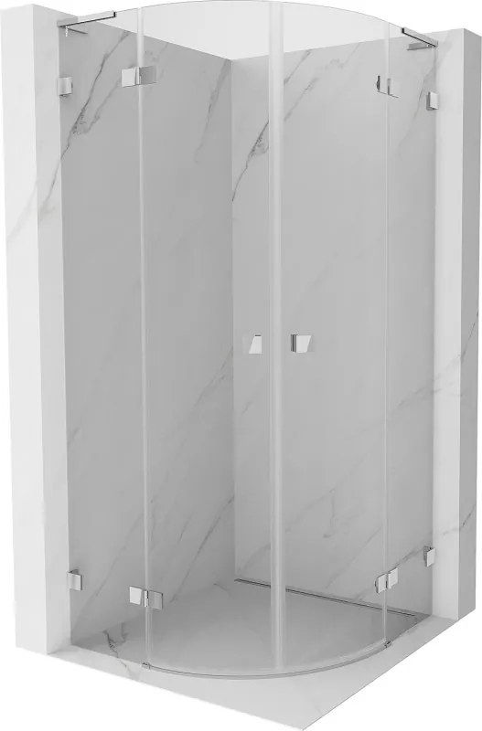 Mexen Lunar, L půlkruhový výklopný sprchový kout 100 x 100 cm, 8mm čiré sklo, chromový profil, 833L-100L-100P-01-00