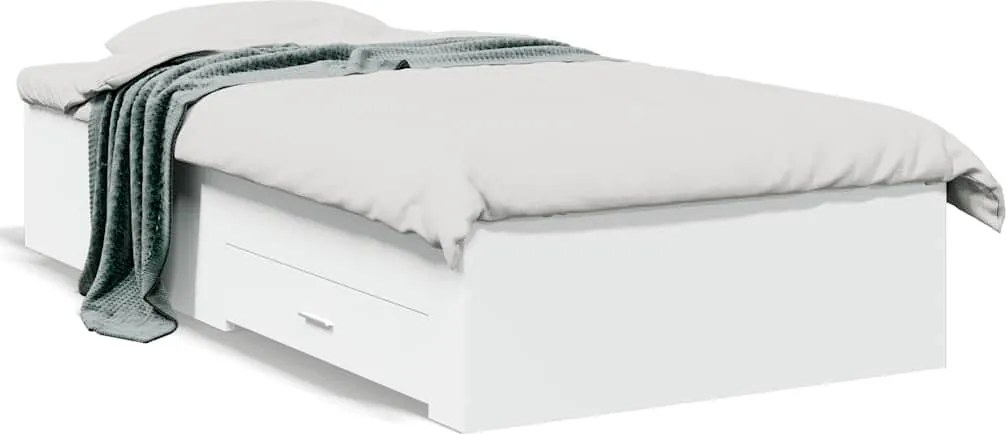 Rám postele se zásuvkami bílý 100 x 200 cm kompozitní dřevo 3280419