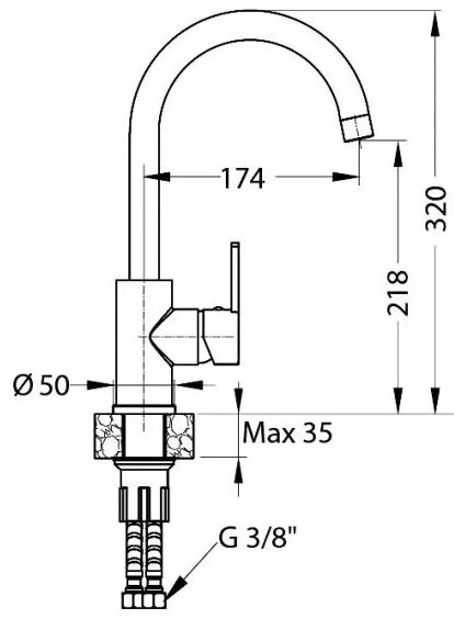 ALVEUS 1129052 - Dřezová baterie TONIA 34 cm granit/černá