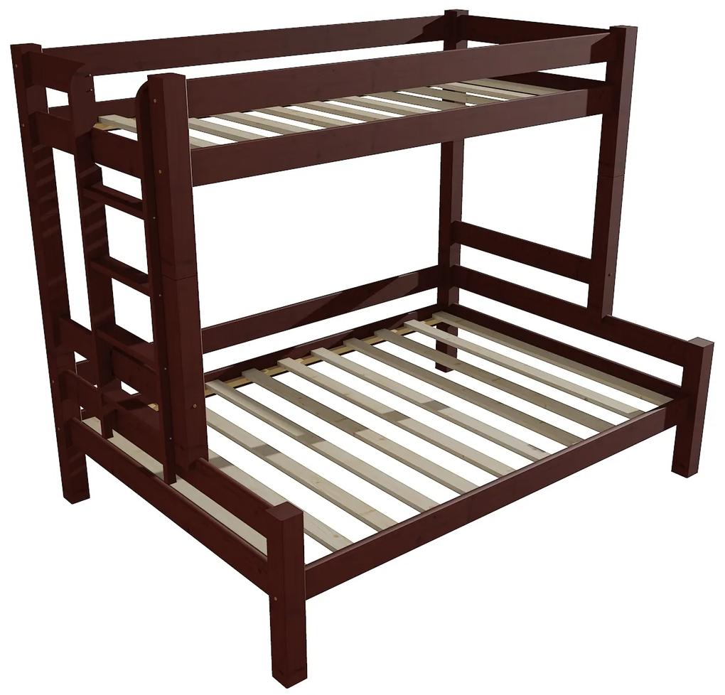 Vomaks Patrová postel s rozšířeným spodním lůžkem 8X8 06B Rozměr: 90/140 x 200 cm, Barva: bezbarvý lak, Varianta: vlevo