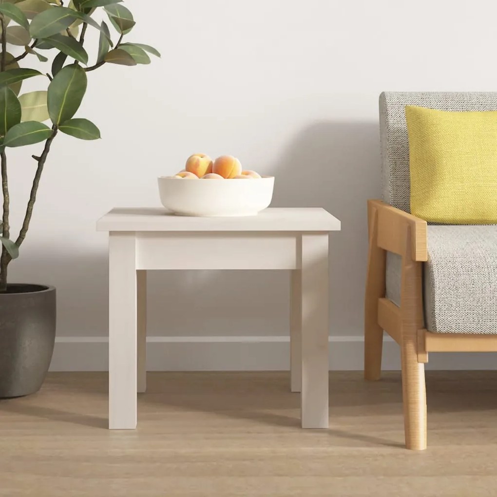 Konferenční stolek bílý 35 x 35 x 30 cm masivní borové dřevo - Default Title
