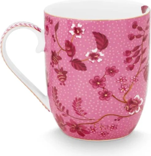Pip Studio Jolie Flowers sada 2 ks hrnečků 180ml, růžová (dárková sada 2 hrnků z tenkostěnného porcelánu v dárkové krabičce)
