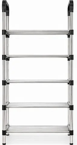 botník, 5 pater, kov/plast, 99x58x25 cm, chrom/černá, Dekorino BB20260055