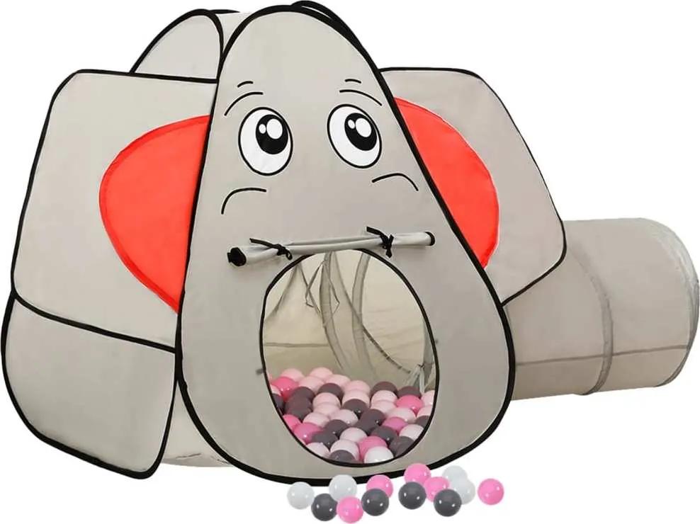 vidaXL Dětský stan na hraní motiv slona s 250 míčky šedý 174x86x101 cm [3107741] Barva: Vícebarevné 2