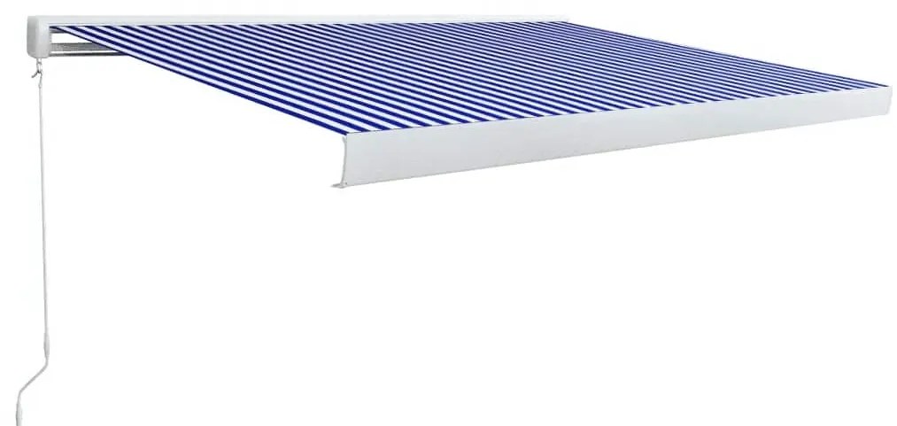 vidaXL Marketos Kazetová markýza na ruční ovládání 350 x 250 cm modro-bílá