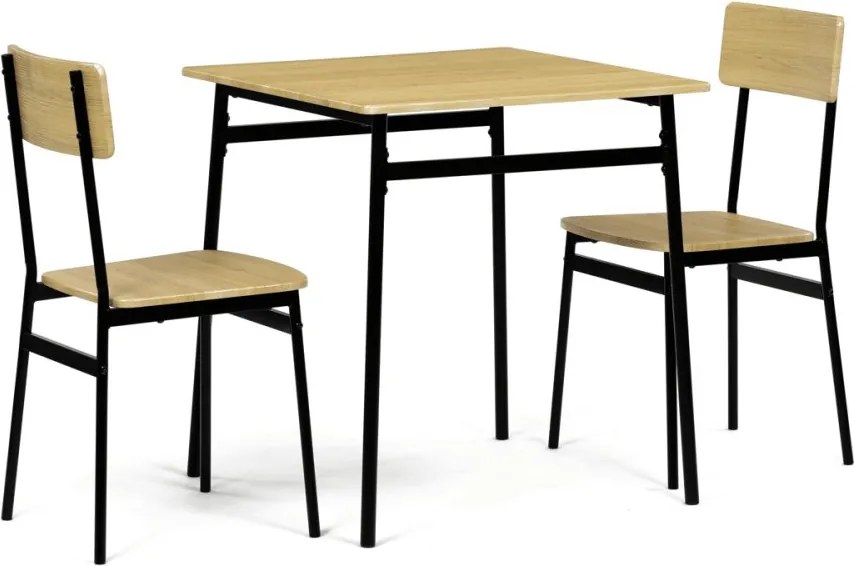 Set jídelní (1+2), MDF, dekor divoký dub, černý kov hnědá
