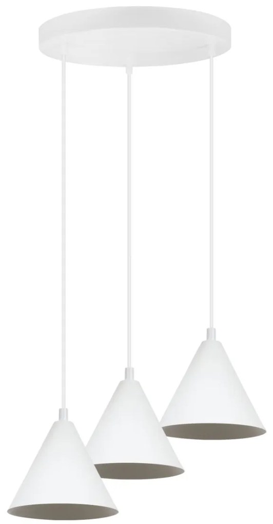 Závěsné svítidlo Soho, 3x bílé kovové stínítko, (fi 14cm),
