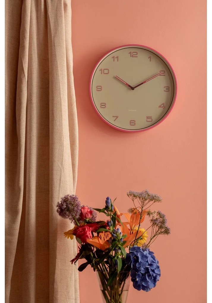 Karlsson 6013BP designové nástěnné hodiny růžová, pr.  40 cm