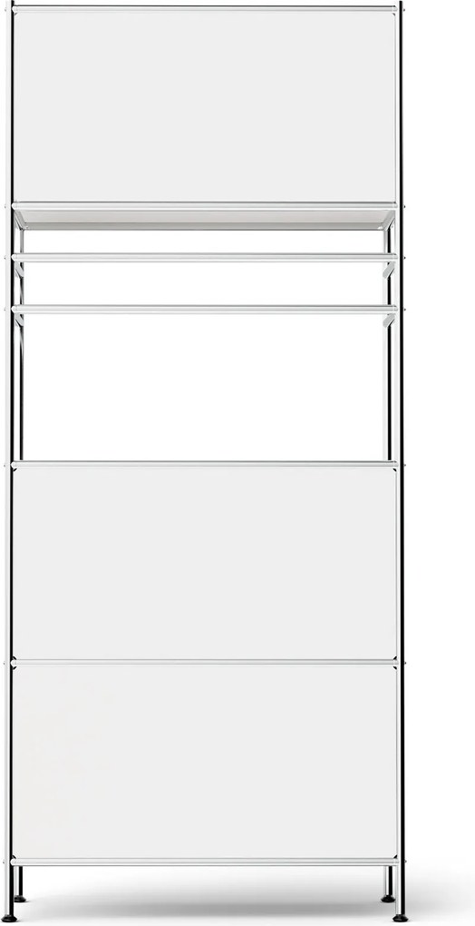 Tchibo - Kovový regál »Cn3« s 1 výklopnými dvířky a 2 zásuvkami - barva: bílá
