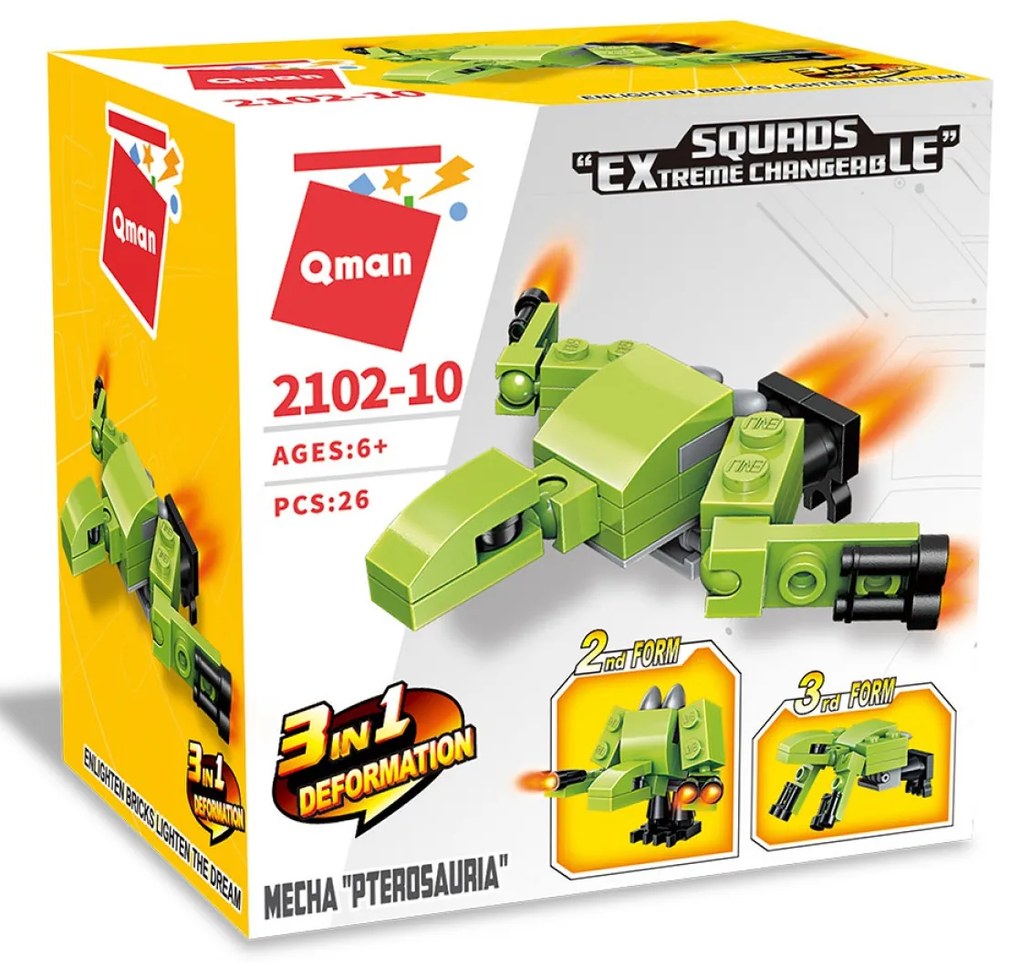 Qman Squros Extreme Changeable 2102-10 Robot Pterosauria 3v1
