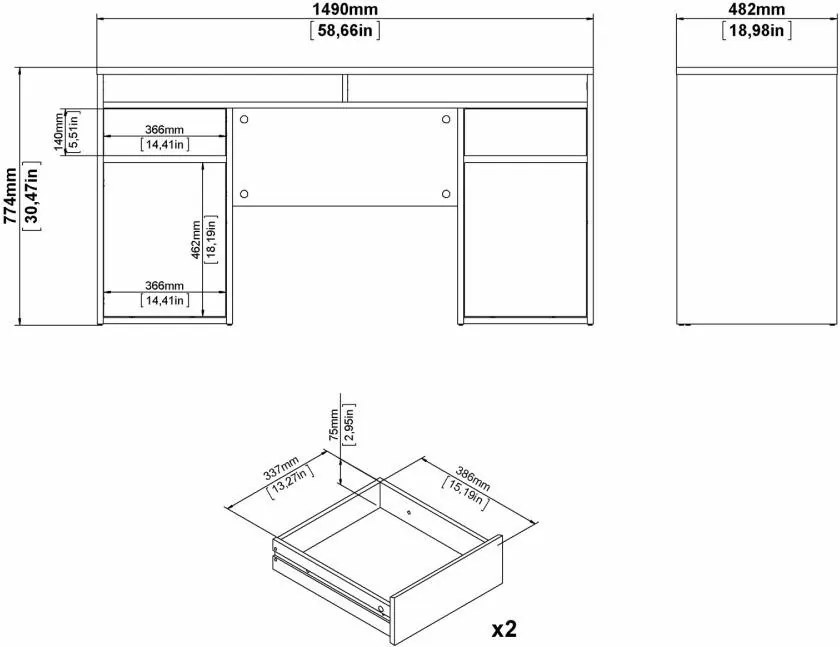Psací stůl Felixa 481/02 149 cm bílý lesk