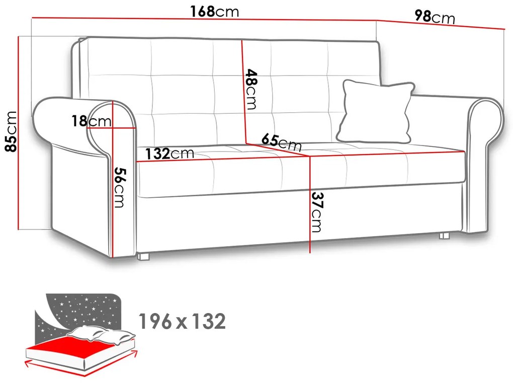 Rozkládací pohovka s úložným prostorem BELA SILVER 3 - béžová
