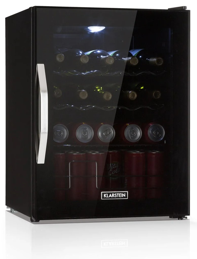Klarstein Beersafe XL Onyx, lednice na nápoje, energetická třída E, LED, kovové mřížky, skleněné dveře, černá