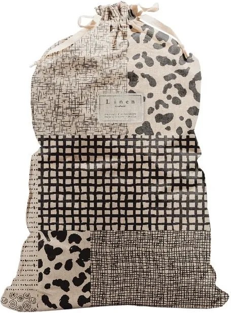 Látkový vak na prádlo s příměsí lnu Linen Couture Bag Leopard, výška 75 cm