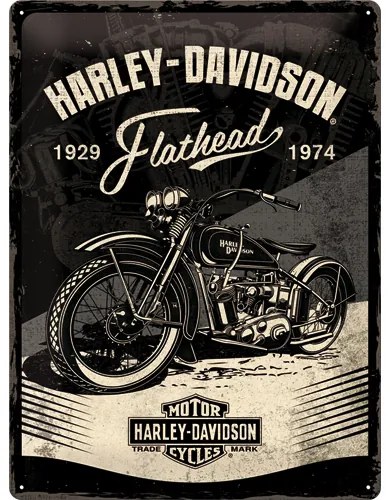 Postershop Plechová cedule:  Harley-Davidson (Flathead Black) - 40x30 cm