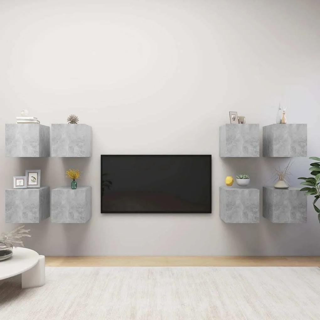 vidaXL Nástěnné TV skříňky 8 ks 30,5 x 30 x 30 cm [3079264] Barva: bílá a dub sonoma