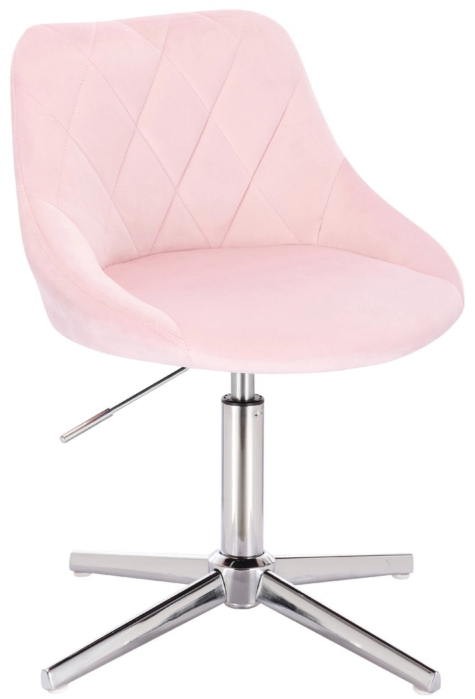 Velurová židle na stříbrném kříži SALVADOR - pudrově růžová