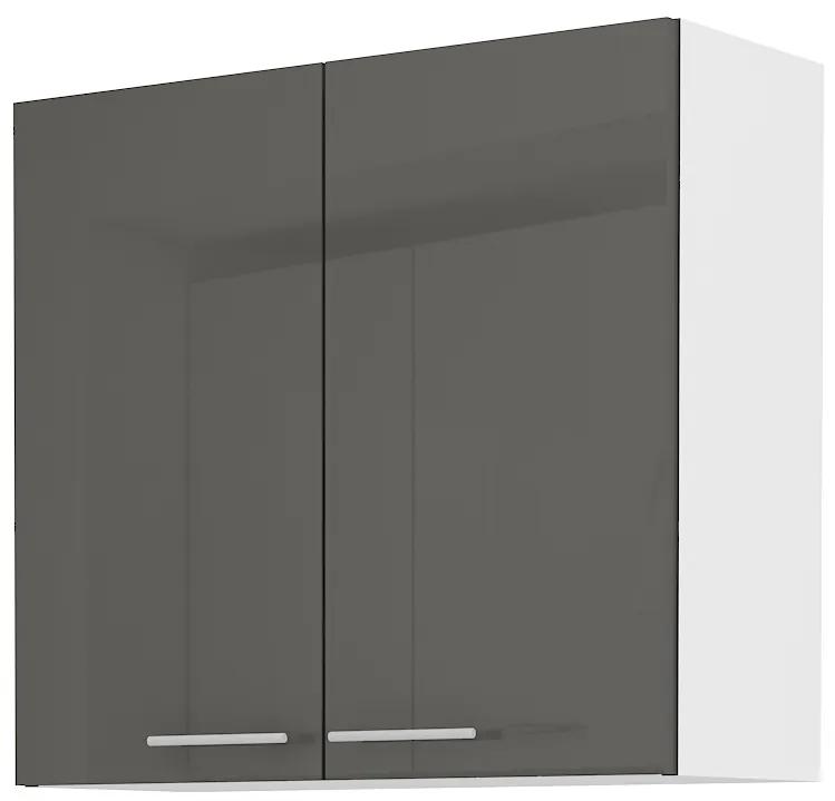 Horní kuchyňská skříňka Lavera 80 G 72 2F (bílá + lesk šedý). 1032415