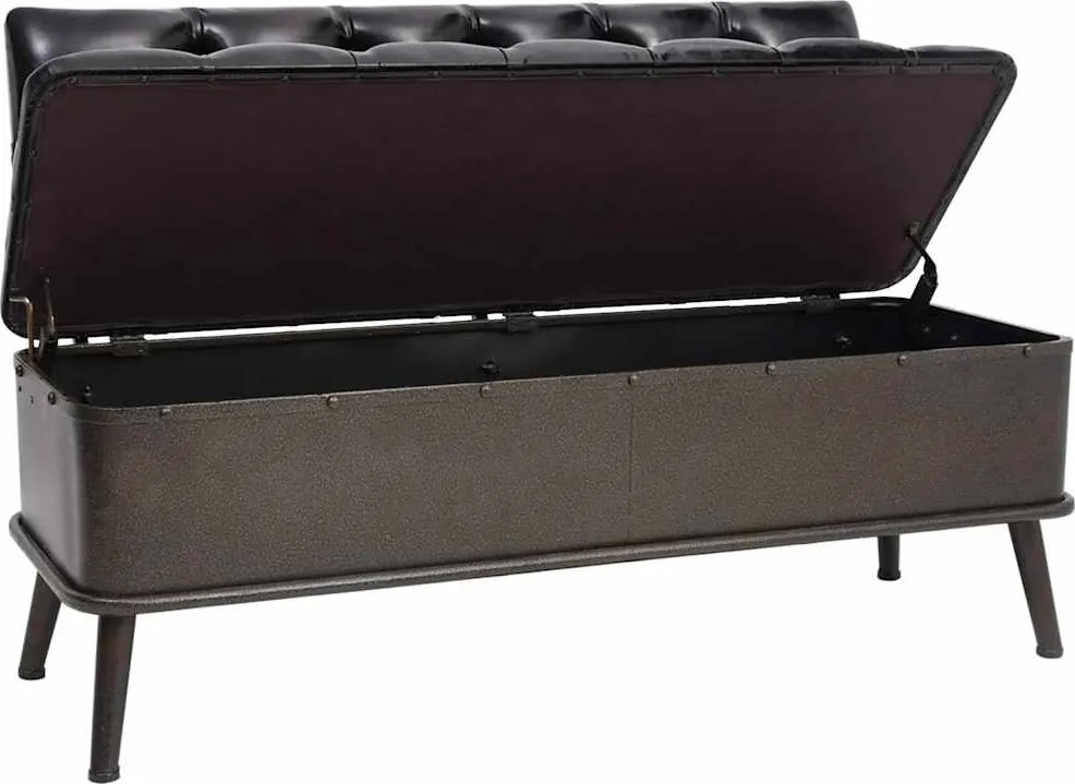 Úložná lavice s opěradlem 110 cm černá umělá kůže 339297