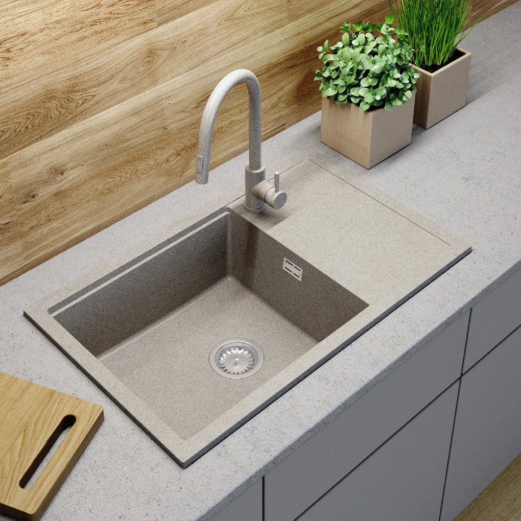 Gamma Advance 8050, 1-komorový granitový dřez 800x500x210 mm, béžová, GMA-ZLE000151