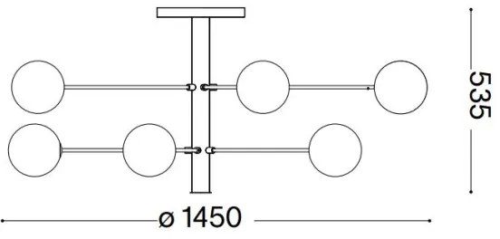 Ideal Lux - LED Lustr na tyči COSMOPOLITAN 12xG9/3W/230V pr. 145 cm černá