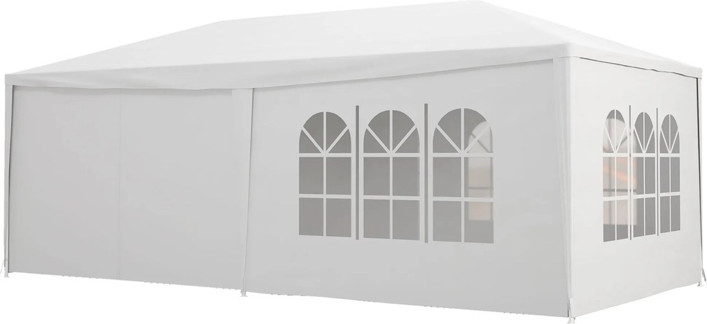 Outsunny Zahradní Stan 6x3 m Odnímatelný Zahradní Altán se 4 Okny a 2 Zipovými Dveřmi, 6 Bočními Stěnami a Voděodolným Pavilonem pro Terasu, Patio a P