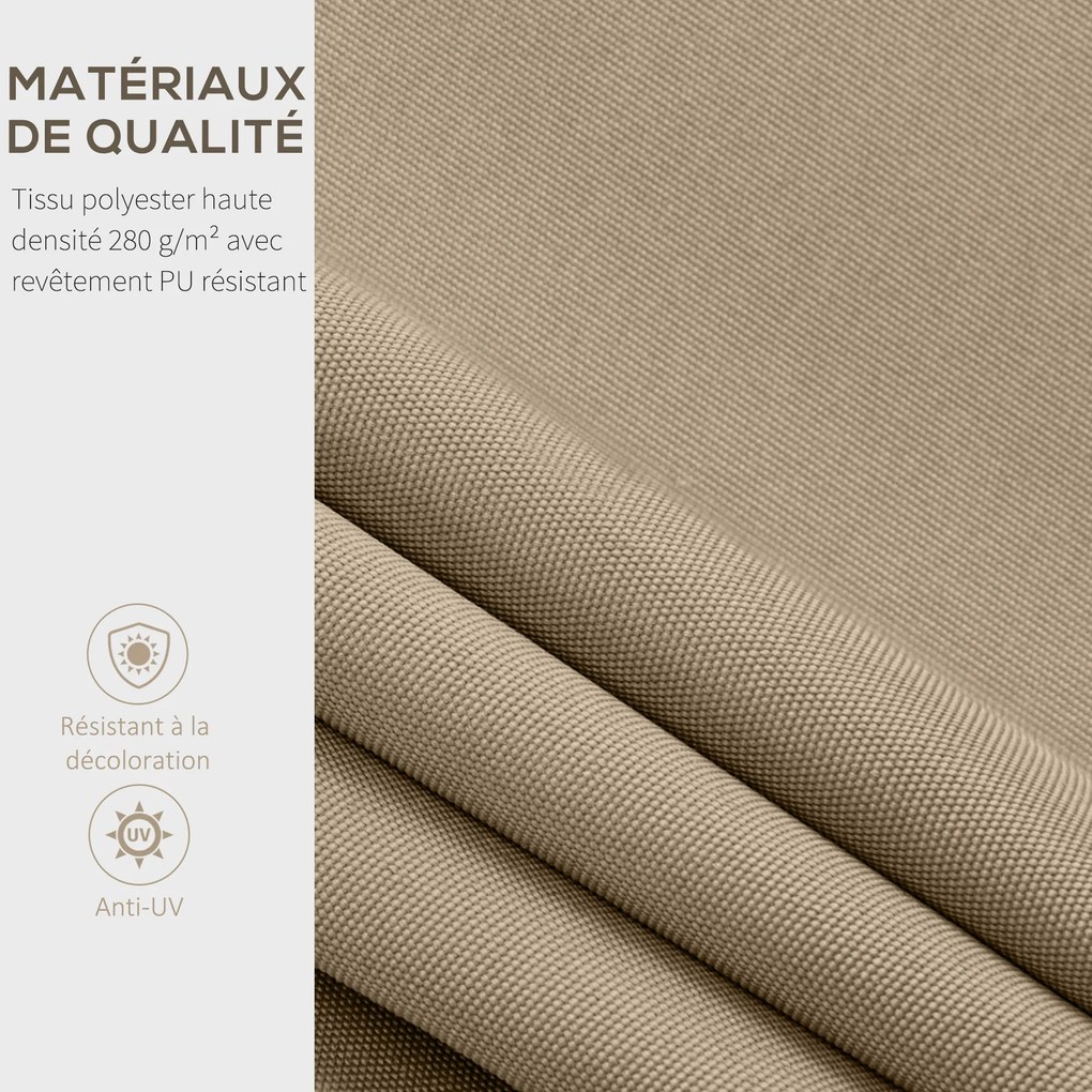 Náhradní plachta pro slunečník Outsunny - S jemnými vlnkami - Vysoce hustý polyester 280 g/m² s UV ochranou 3,82L x 2,4W (výložník) m Beige