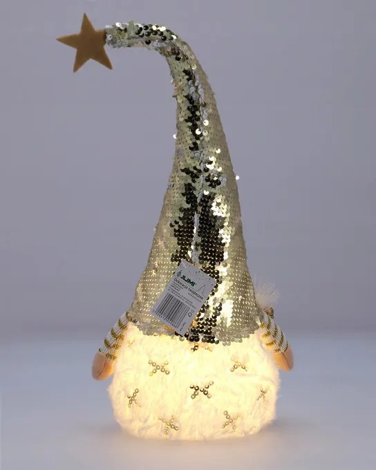 Vánoční dekorace skřítek s flitrovaným kloboukem 48 cm