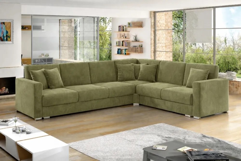 Rohová sedací souprava NERO DELUXE 308x230 univerzální olivová