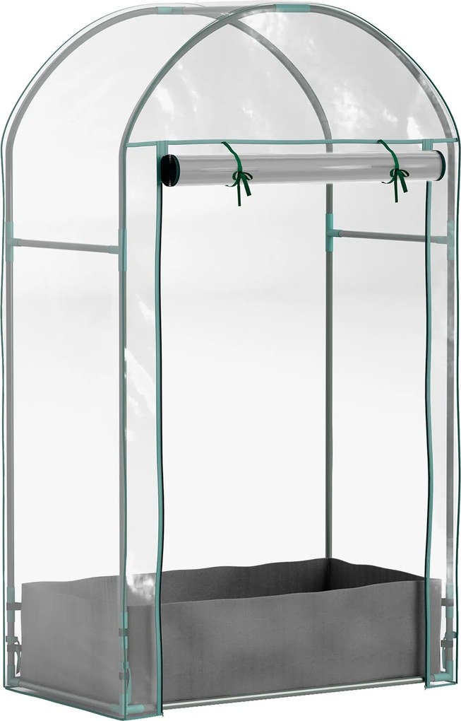 Skleník na zahradu Outsunny, skleník na balkon, zpevněný PVC potah, ocelová konstrukce, roll-up zipový vstup, včetně sáčku na rostliny, ideální pro p…