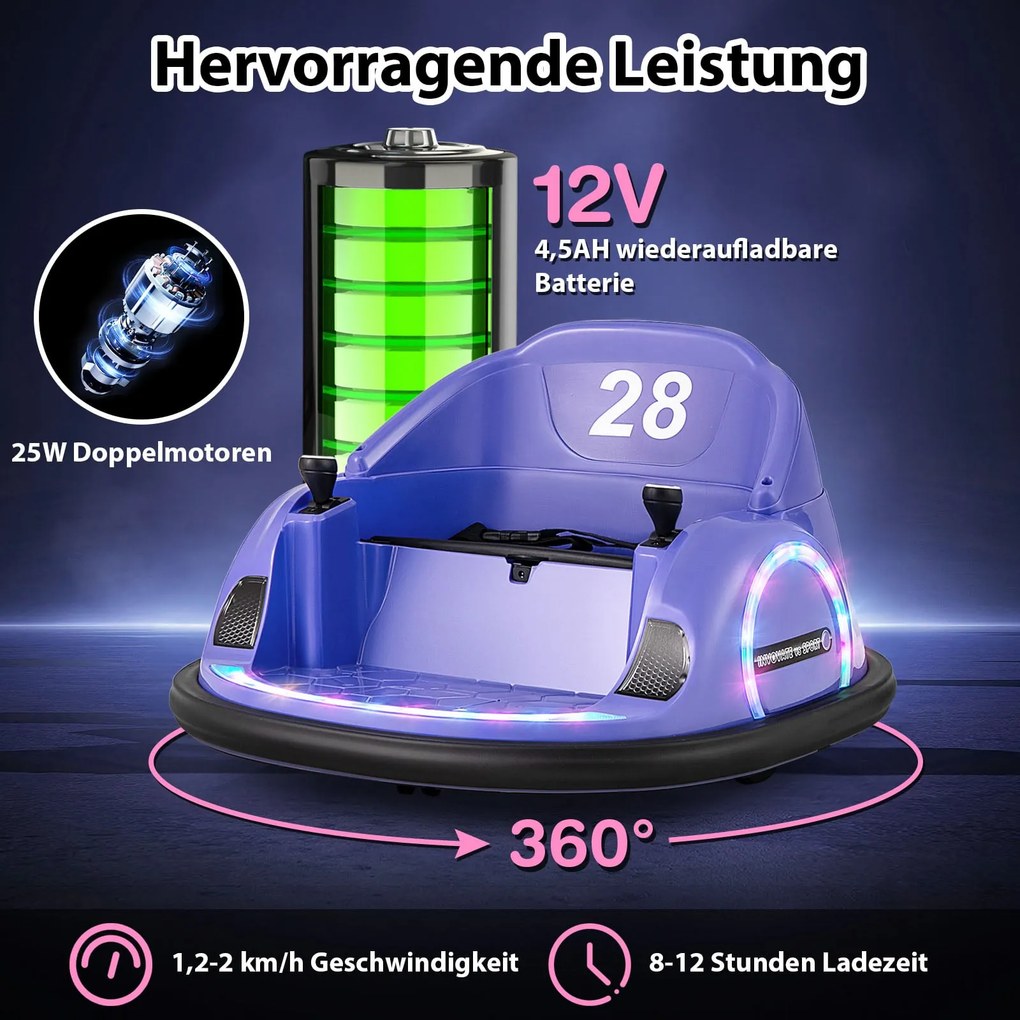 Costway Autíčko s nárazníkem pro batole 12 V Elektrické 360° Spin autíčko