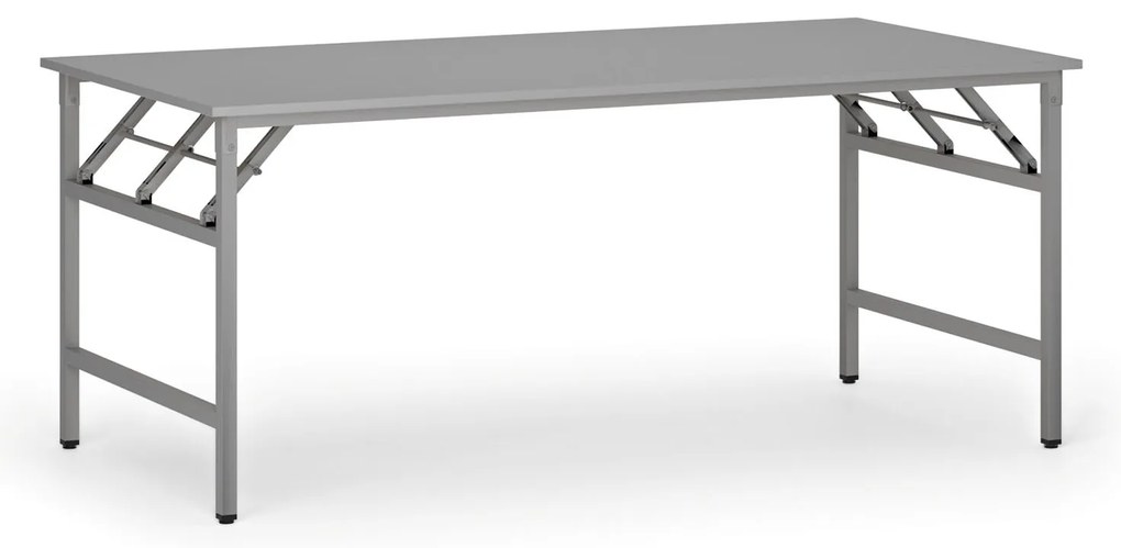 Konferenční stůl FAST READY, 180x90 cm, šedostříbrná podnož, šedá