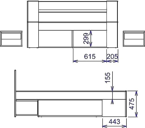 Casarredo - Komfort nábytek Postel MILO 160x200 s nočními stolky a úložným prostorem, bílá/dub sonoma