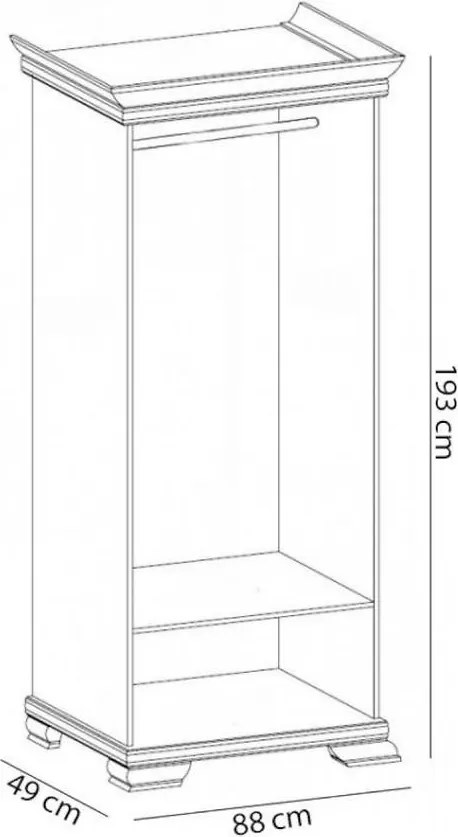 KORA a | šatní skříň KS1 se zásuvkami a šatní tyčí | 88 cm | andersen