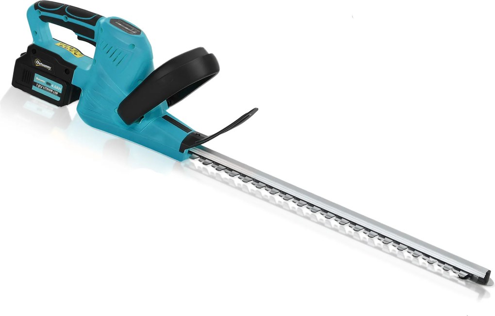 Outsunny Elektrický nůžky na živý plot, akumulátorové elektrické nůžky na živý plot s délkou střihu 51 cm, motor, akumulátor, modrý