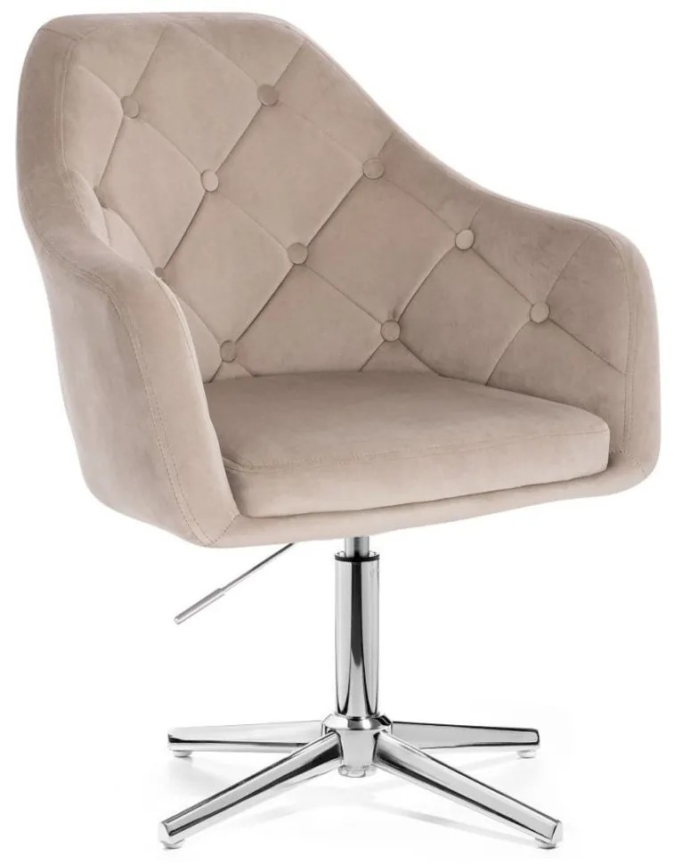 LuxuryForm DESIGN Otočné křeslo ANDORA VELUR na stříbrném kříži - latte