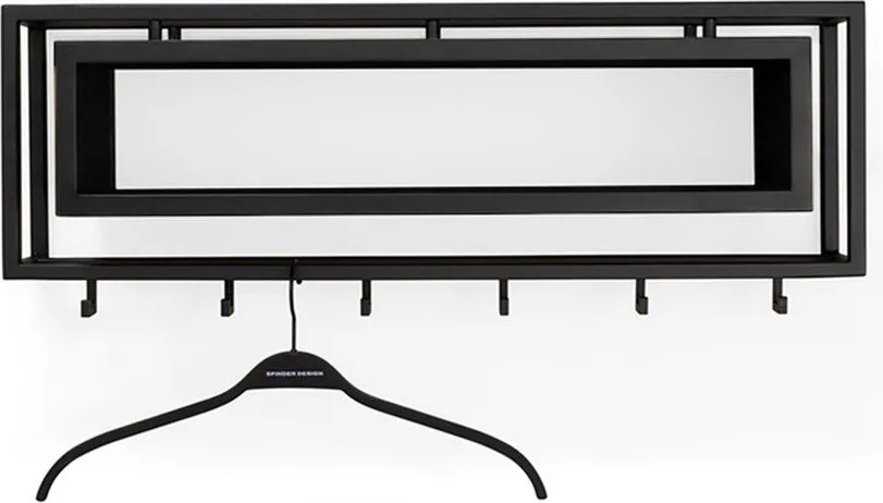 Černý nástěnný věšák z dubového dřeva s poličkou 78 cm School – Spinder Design