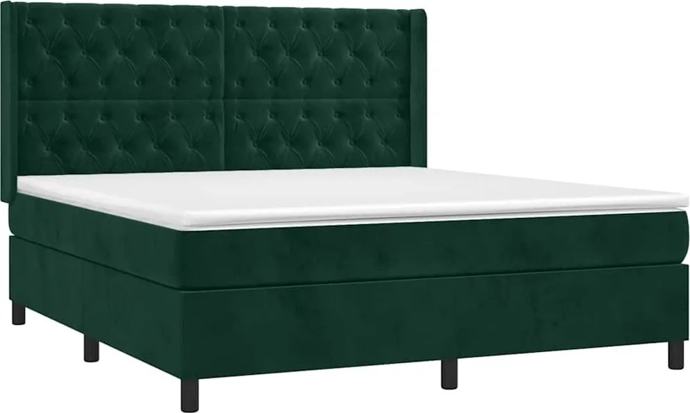 Box spring postel s matrací tmavě zelená 160x200 cm samet 3132870