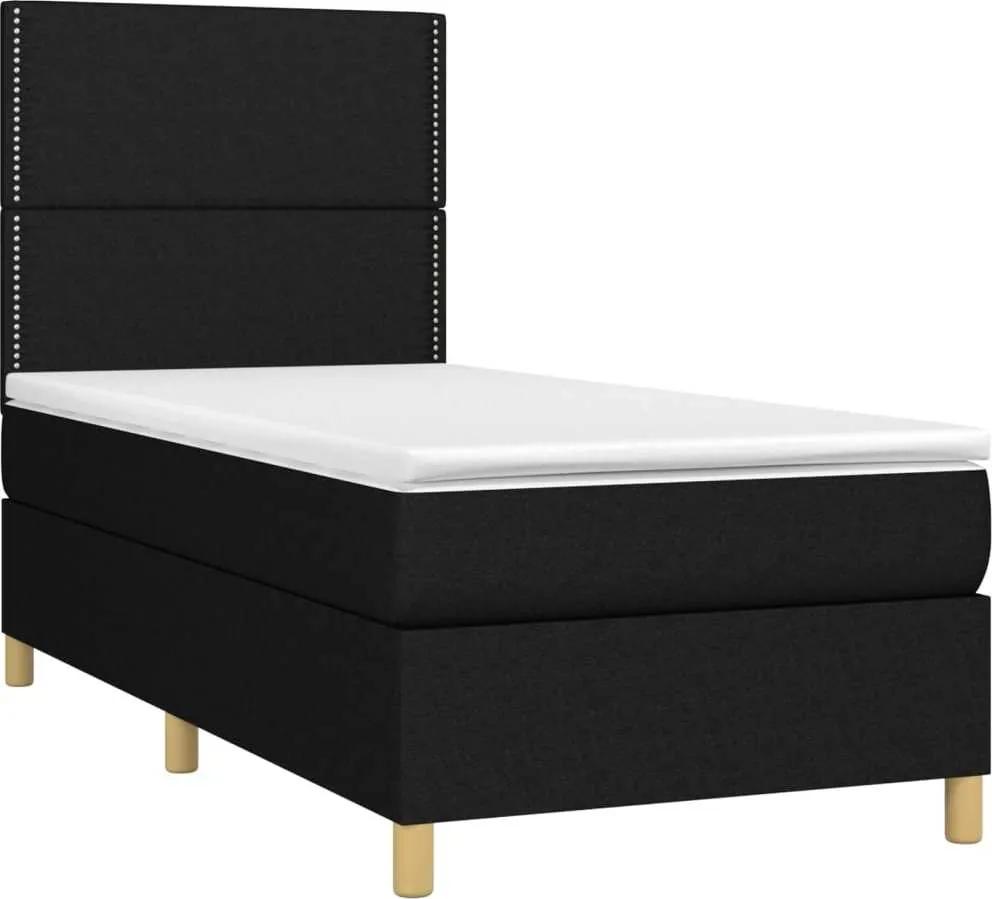vidaXL Box spring postel s matrací a LED 90x200 cm textil [3135330] Barva: tmavě hnědá