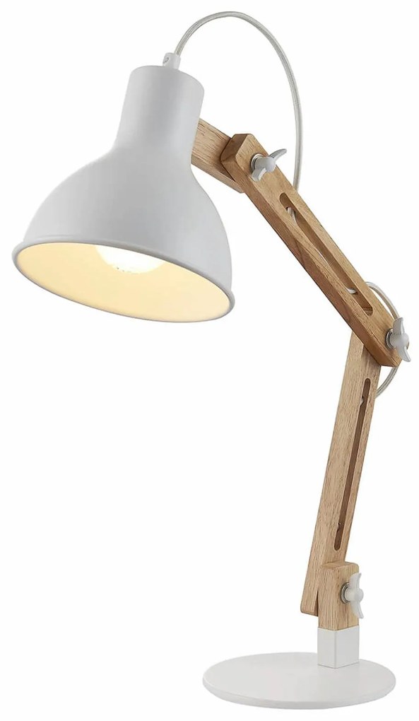 Dřevěná lampa na psací stůl Shivanja se stínidlem