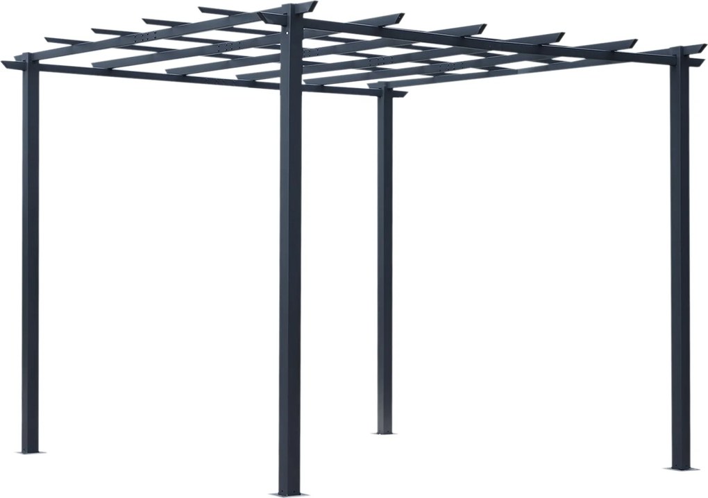 Outsunny Růžový Pavilon Zahradní Obelisk Růžový Oblouk Venkovní Pavilon Nepromokavý Kovový Černý 2,97 x 2,95 x 2,3 m | Aosom