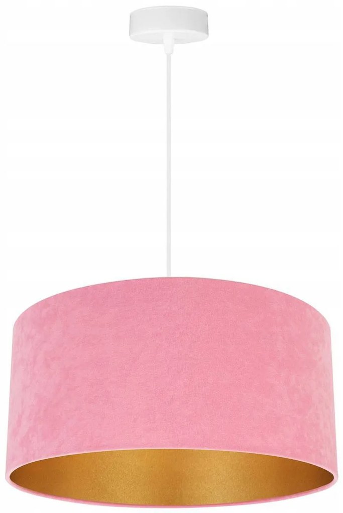Závěsné svítidlo Mediolan, 1x růžové/zlaté textilní stínítko, (výběr ze 2 barev konstrukce), (fi 40cm)