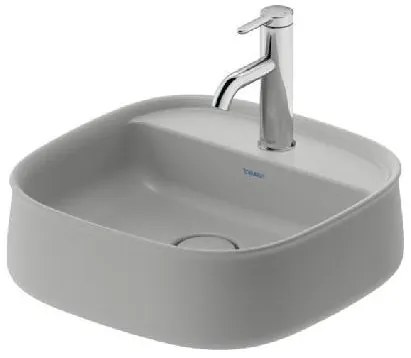 Duravit Zencha - Umyvadlo na desku 420x420 mm, bez přepadu, otvor pro baterii, DuraCeram, matná šedá 2374426771