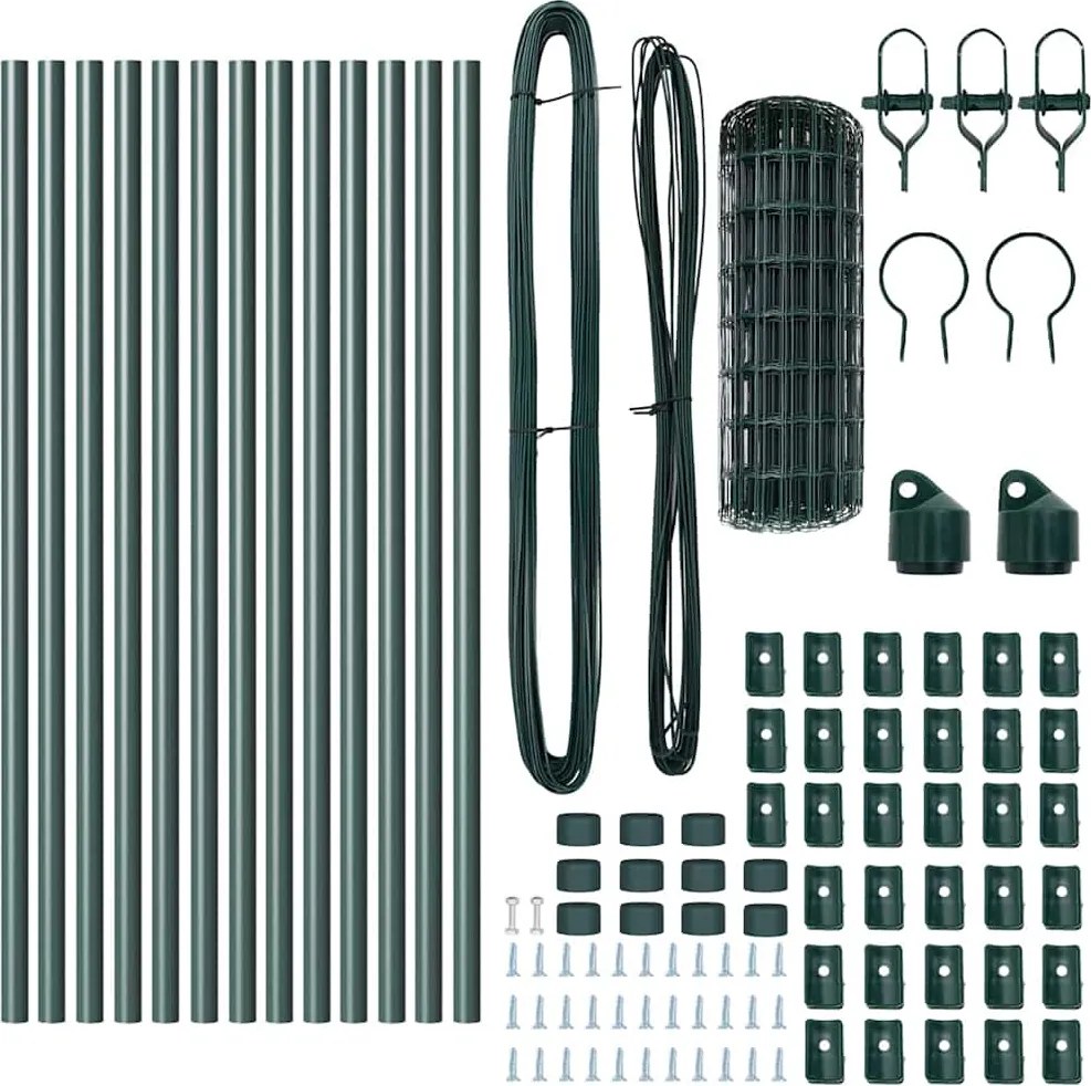 Euro plotové kotvení 25 x 0,8 m Ocel potažená PVC Zelená 3350318