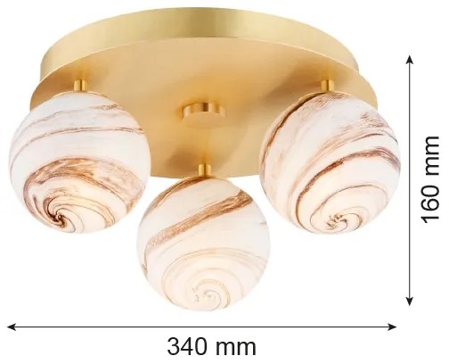 Argon 6290 - Stropní svítidlo FABIO 3xE14/7W/230V alabastr zlatá