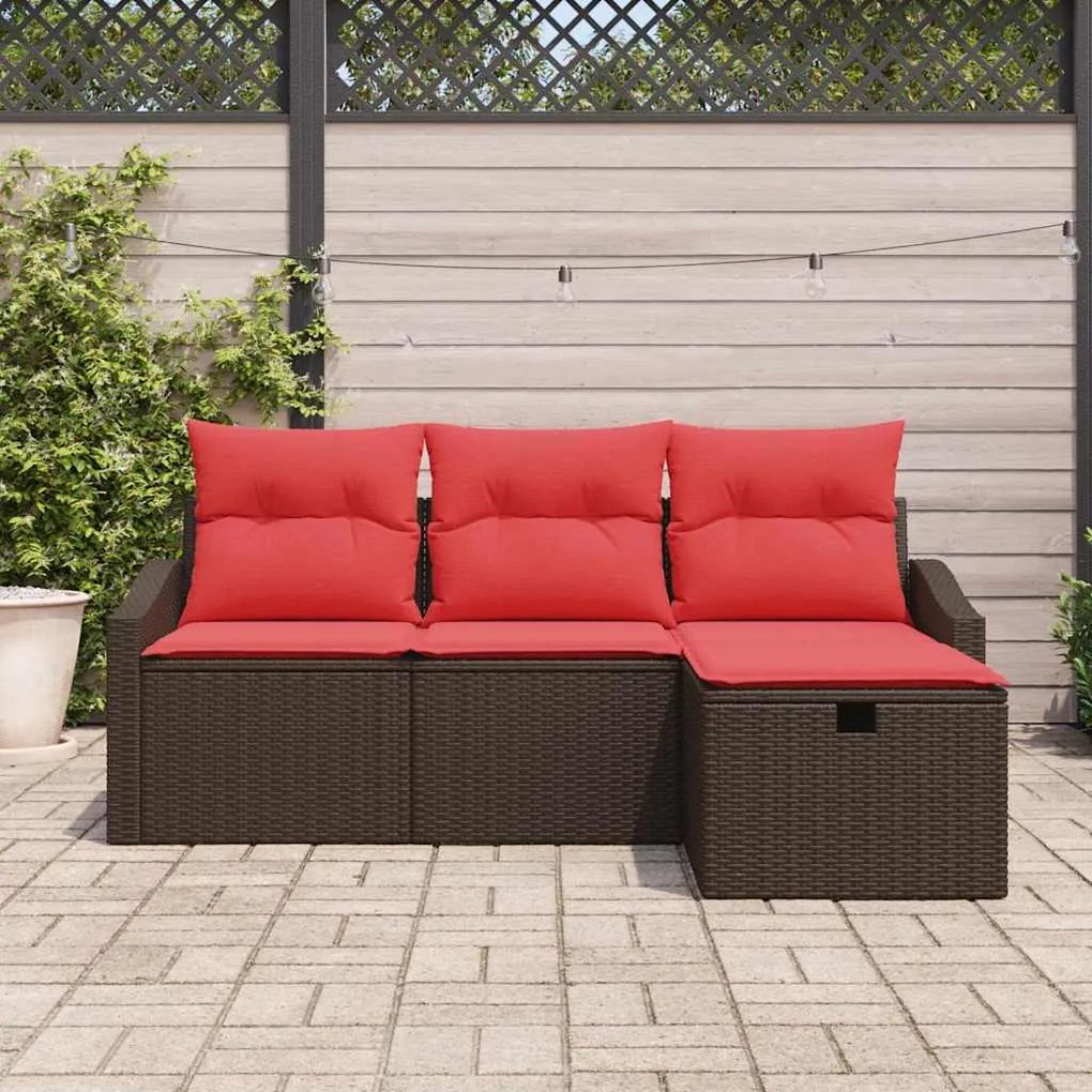 Set pohovek 4 ks Hnědá Poly ratan 3359253