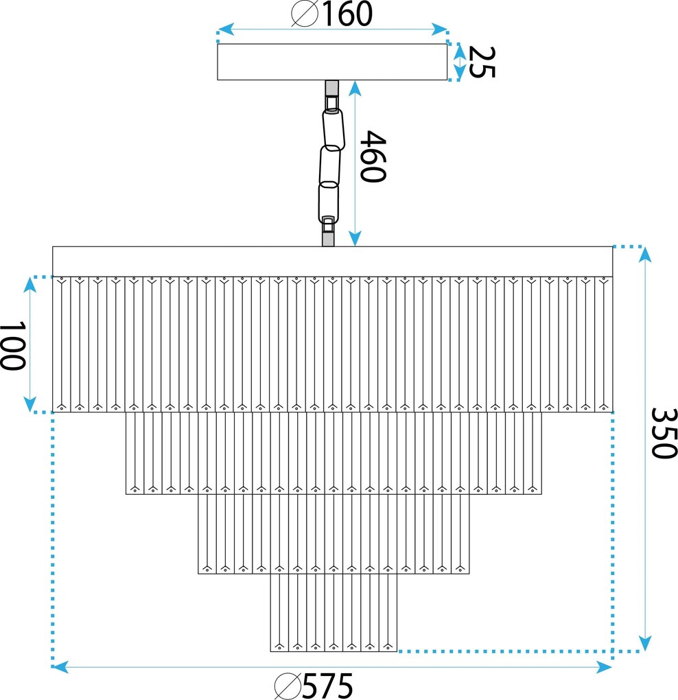 Toolight Toolight, závěsný křišťálový stropní lustr 58cm, 6xE14, APP1533-6CP4, zlatá, OSW-03255