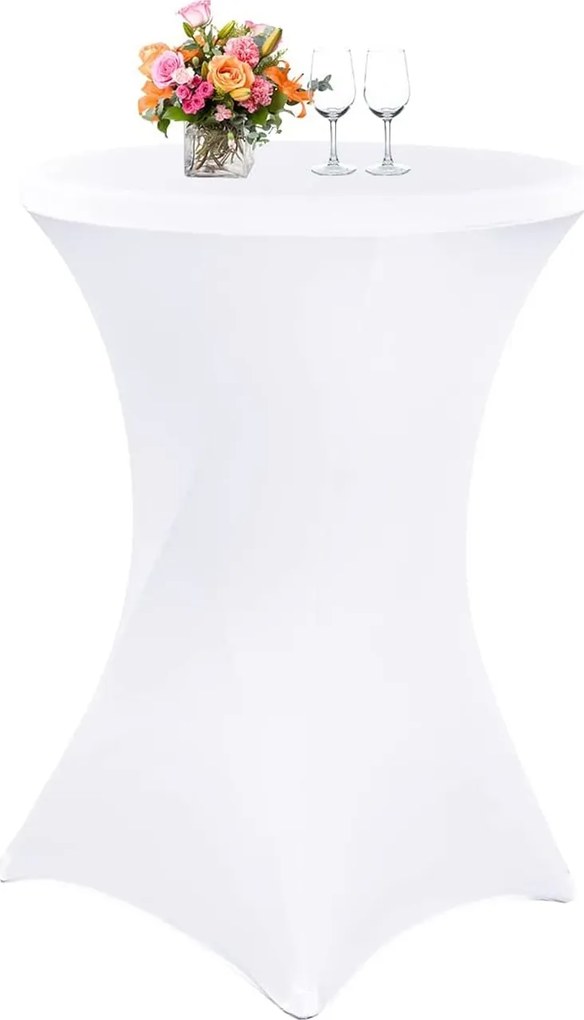 Elastický návlek na koktejlový stolek 80 cm - bílý